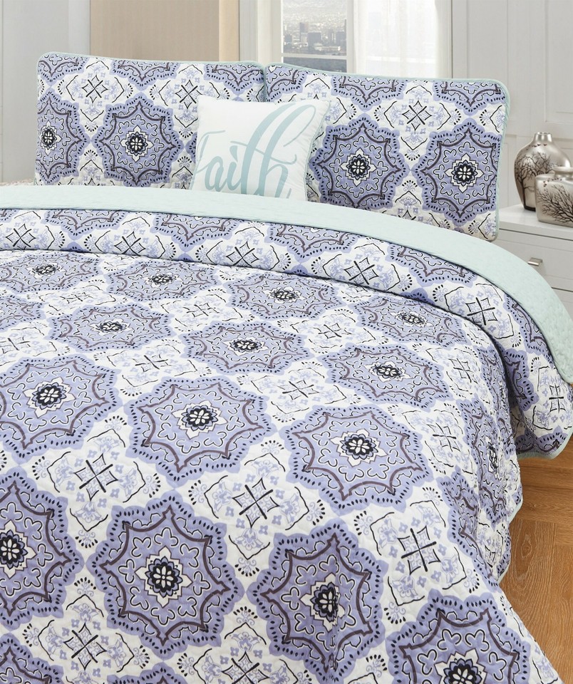 Luxury 4 Pcs Bedspread Queen King Size Down Alternative Reversible Bed ...