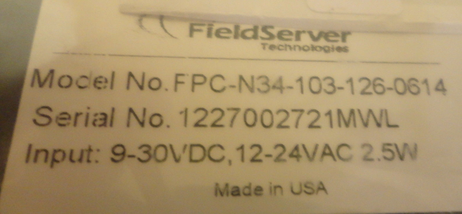 Lochinvar Fpc-n34-0614 Protonode Fieldserver Pkg. BACnet Interface for ...