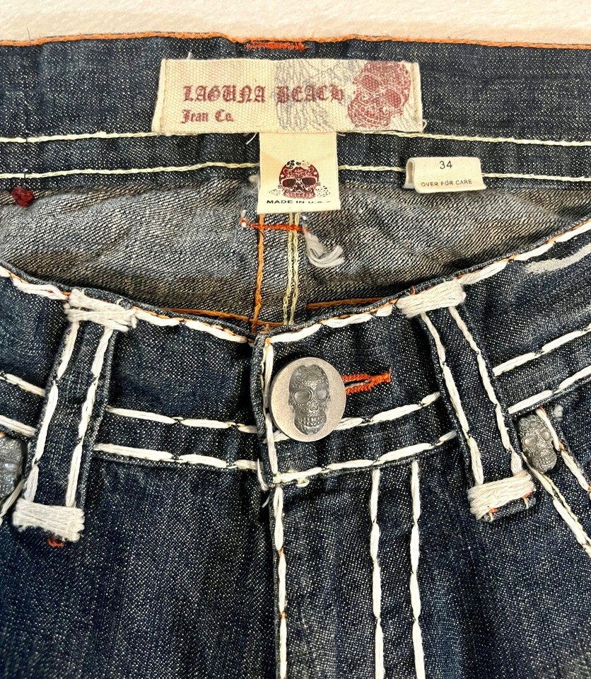 Laguna Beach Jean Co Mens 34 Y2K Jeans Vintage Skull Rocker Distressed ...
