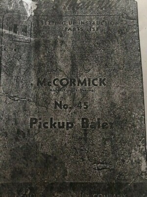 McCormick No. 45 Pickup Baler Manual | eBay