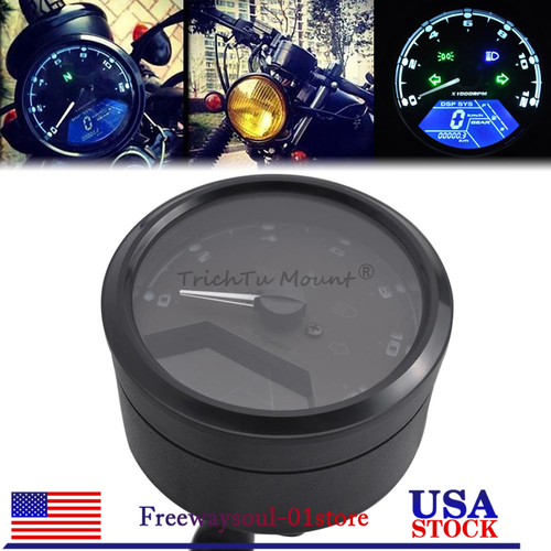 Universal Digital Gauge Motorcycle Speedometer Cluster Tachometer Gauge ...