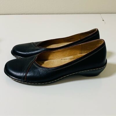 Softspots Black Leather Slip Ons Size 7,5 | eBay
