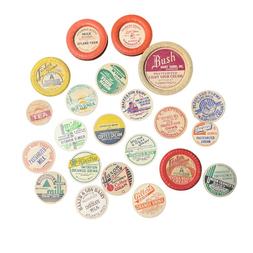 Vintage Milk Caps Collection Dairy Advertising Cardboard Bottle Caps ...