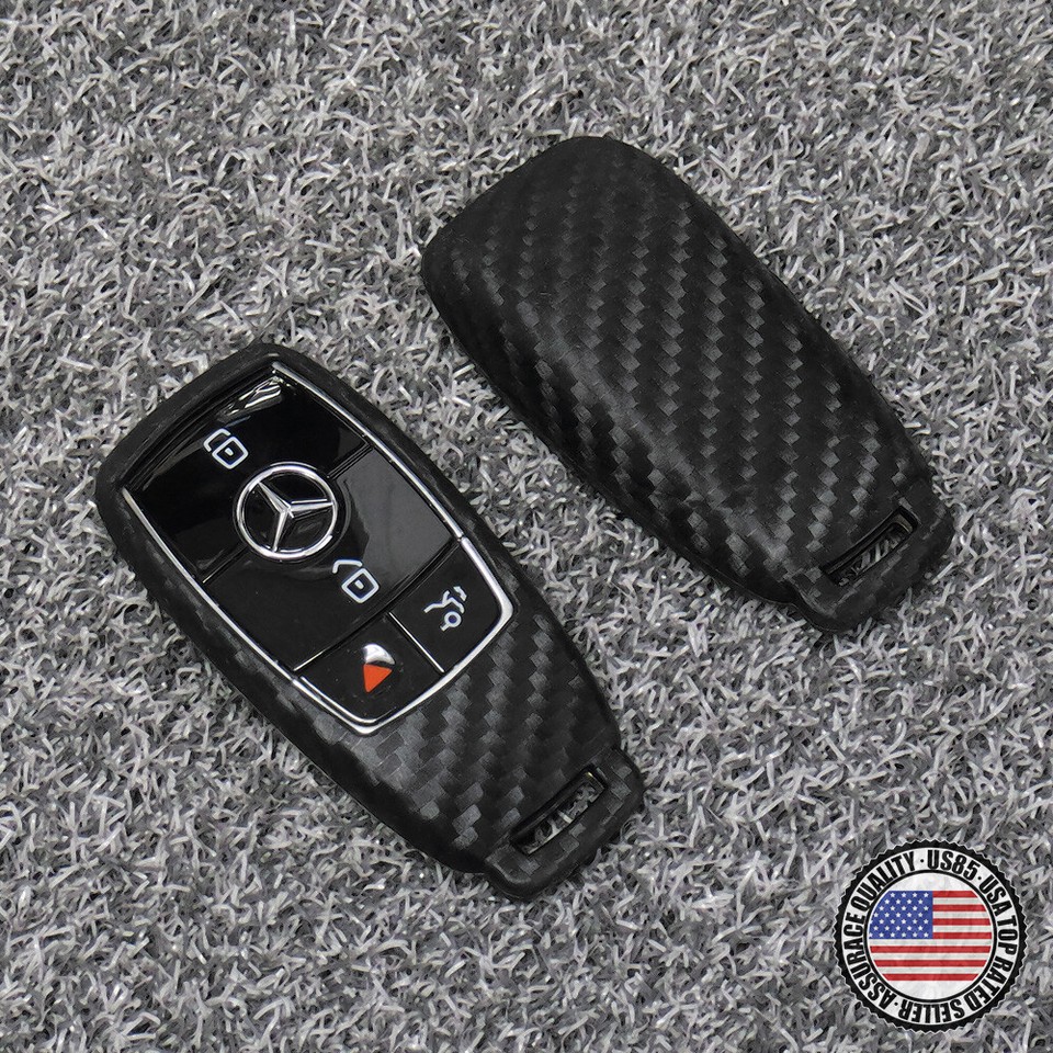 Carbon Fiber Style For New Mercedes Remote Key Fob Case Shell Keychain ...