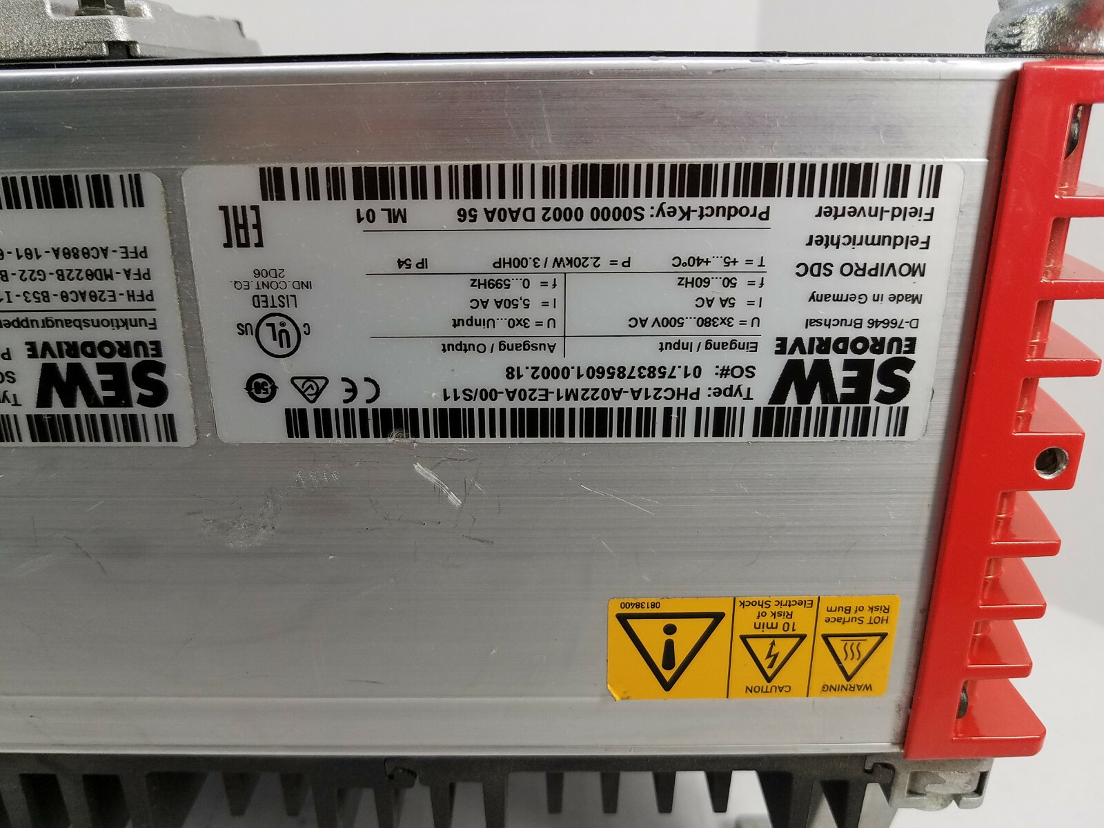 SEW EURODRIVE PHC21A-A022M1-E20A-00/S11 MOVIPRO SDC Drive/Position ...