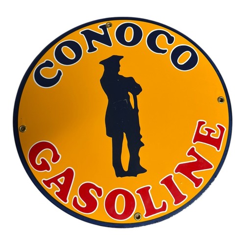 Vintage Conoco Gasoline Sign Metal American Minute Men Service Gas Pump ...