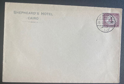1911 Cairo Egypt Shepheards Hotel Post Office cover Postage Due Stamps ...