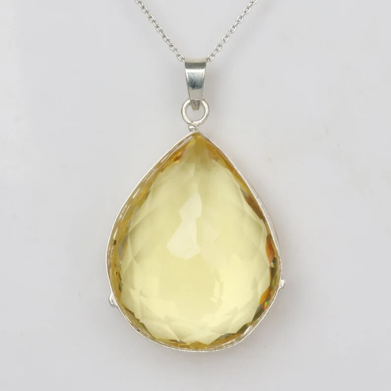 Beautiful Lemon Topaz Gemstone 925 Sterling Silver Handmade Pendant A ...