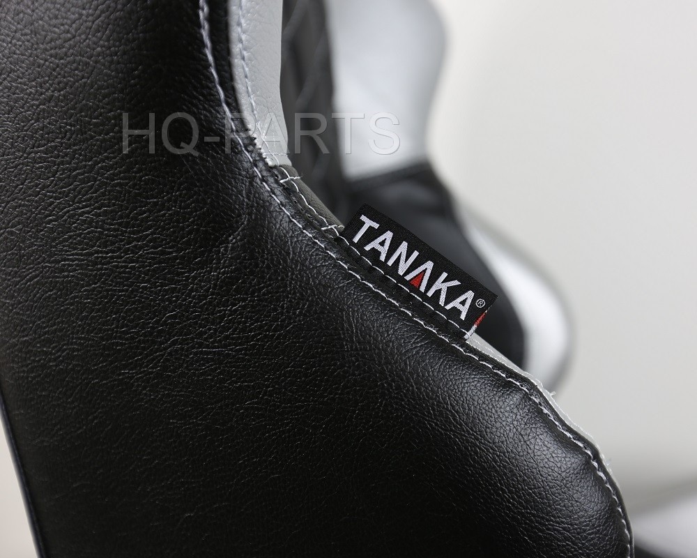 2 X TANAKA BLACK & SILVER PVC LEATHER RACING SEATS DIAMOND STITCH FITS ...