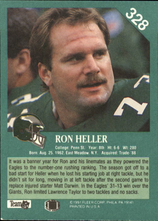 1991 Fleer Football Card #328 Ron Heller | eBay
