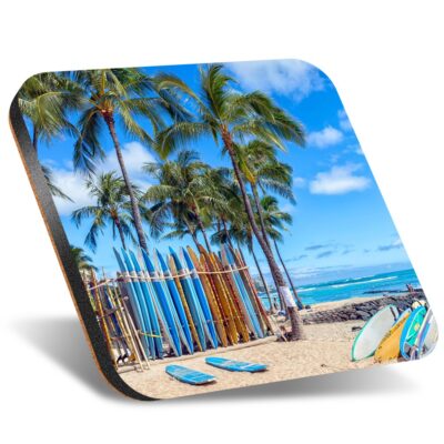 1x Square Coaster 12cm Surfing Waikiki Hawaii Surfboard Beach #53460 ...