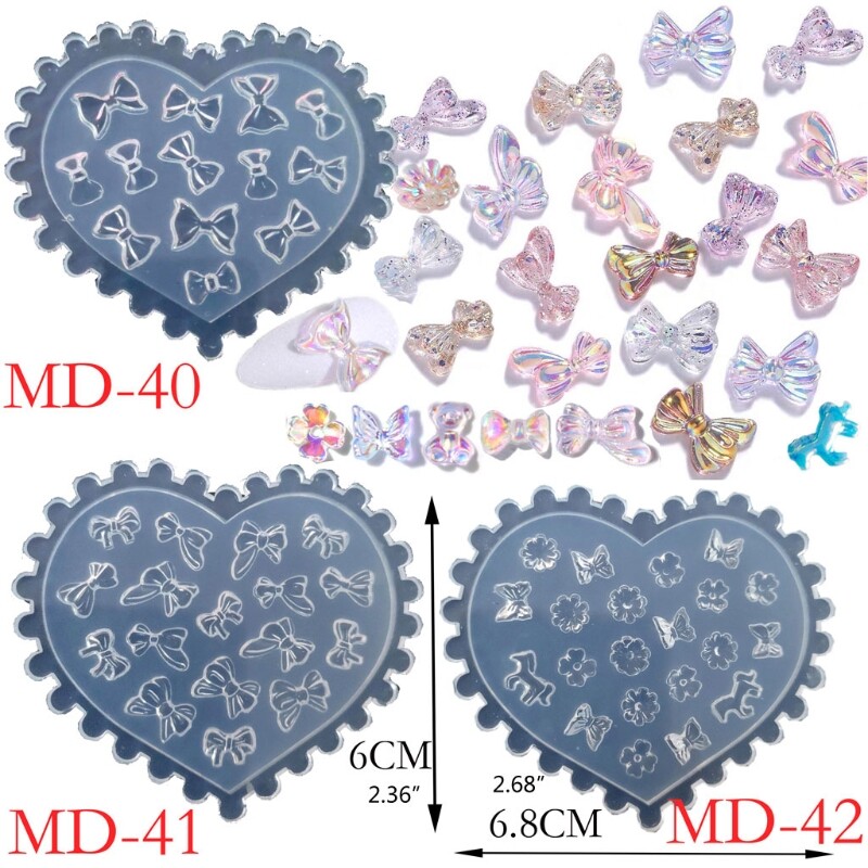 4Pcs Nail Art Epoxy Resin Molds Relief Bowtie Manicure Tool Beauty ...