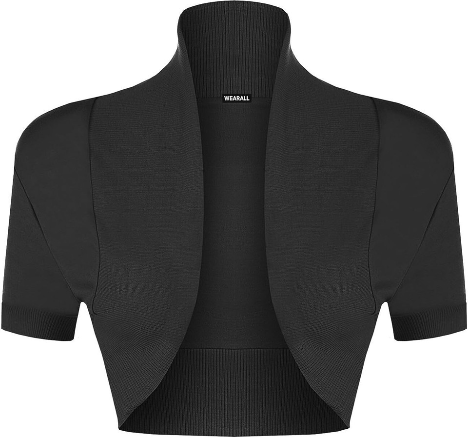 New Ladies Shrug Short Sleeve Bolero Top Womens | eBay UK