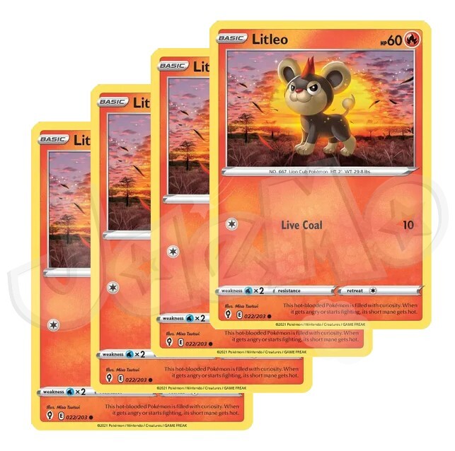 Pokemon - Litleo x 4 - 22/203 NM - Evolving Skies - Free Holographic ...