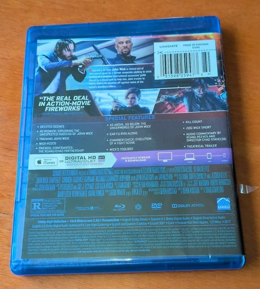 John Wick Chapter 2 Blu-ray Keanu Reeves Common Laurence Fishburne Ruby ...