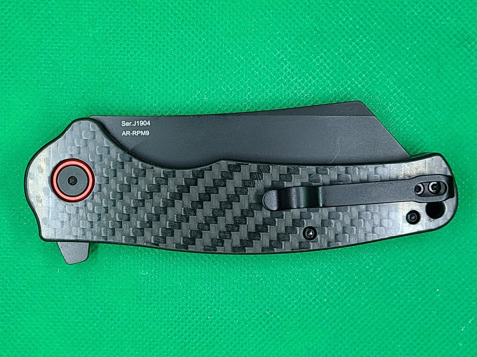 CJRB CUTLERY Carbon Fiber Crag J1904-BCF AR-RPM9 Powder Steel Black PVD ...
