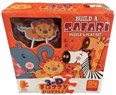 BUILD A SAFARI PUZZLE & PLAYSET 3-D FUZZY PUZZLE by CEACO 24 PC Age 3 ...