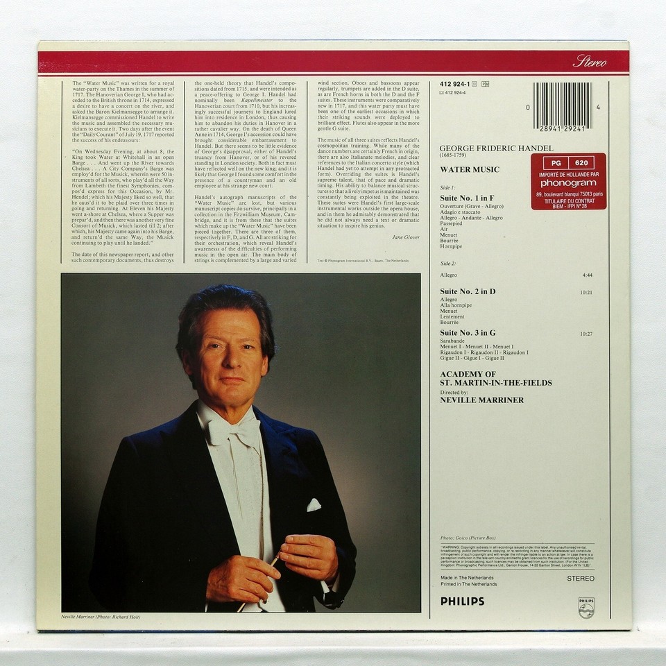 NEVILLE MARRINER - HANDEL water music PHILIPS 412924-1 LP MINT ! | eBay