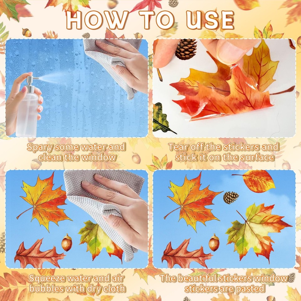 Fall Thanksgiving Window Clings Happy Thanksgiving Glass Window ...