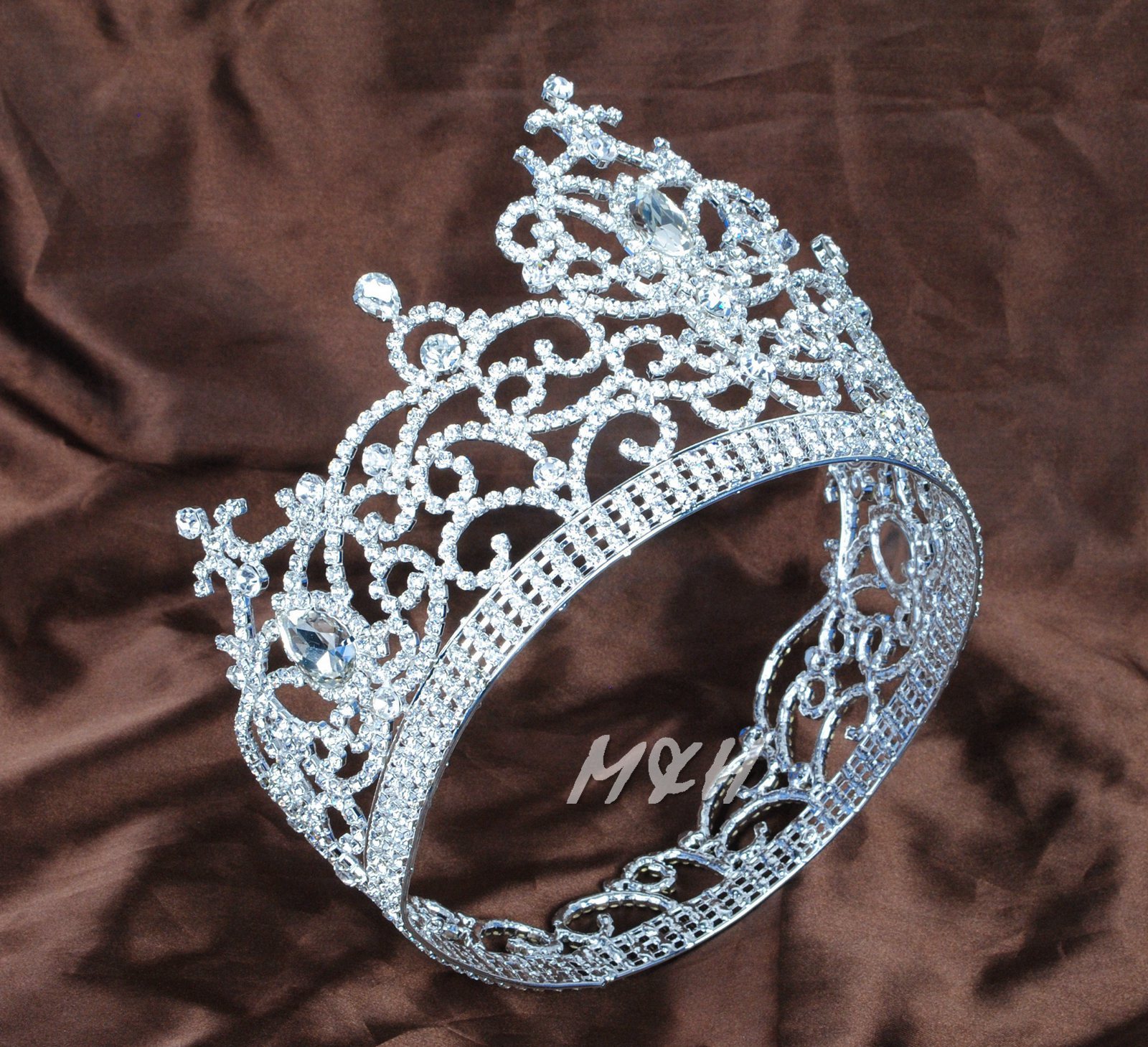 Gorgeous Large Tiara Diadem Floral Crown Rhinestone Wedding Beauty ...