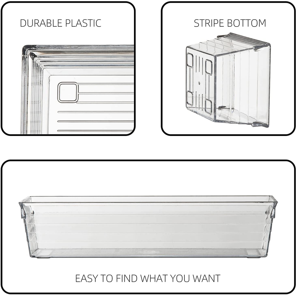 Clear Plastic Drawer Organizer Tray for Vanity Cabinet (Set of 10 ...