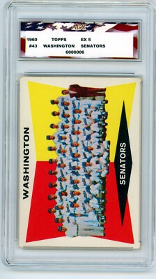 1960 Topps #43 Washington Senators Checklist AGC 5 Excellent | eBay