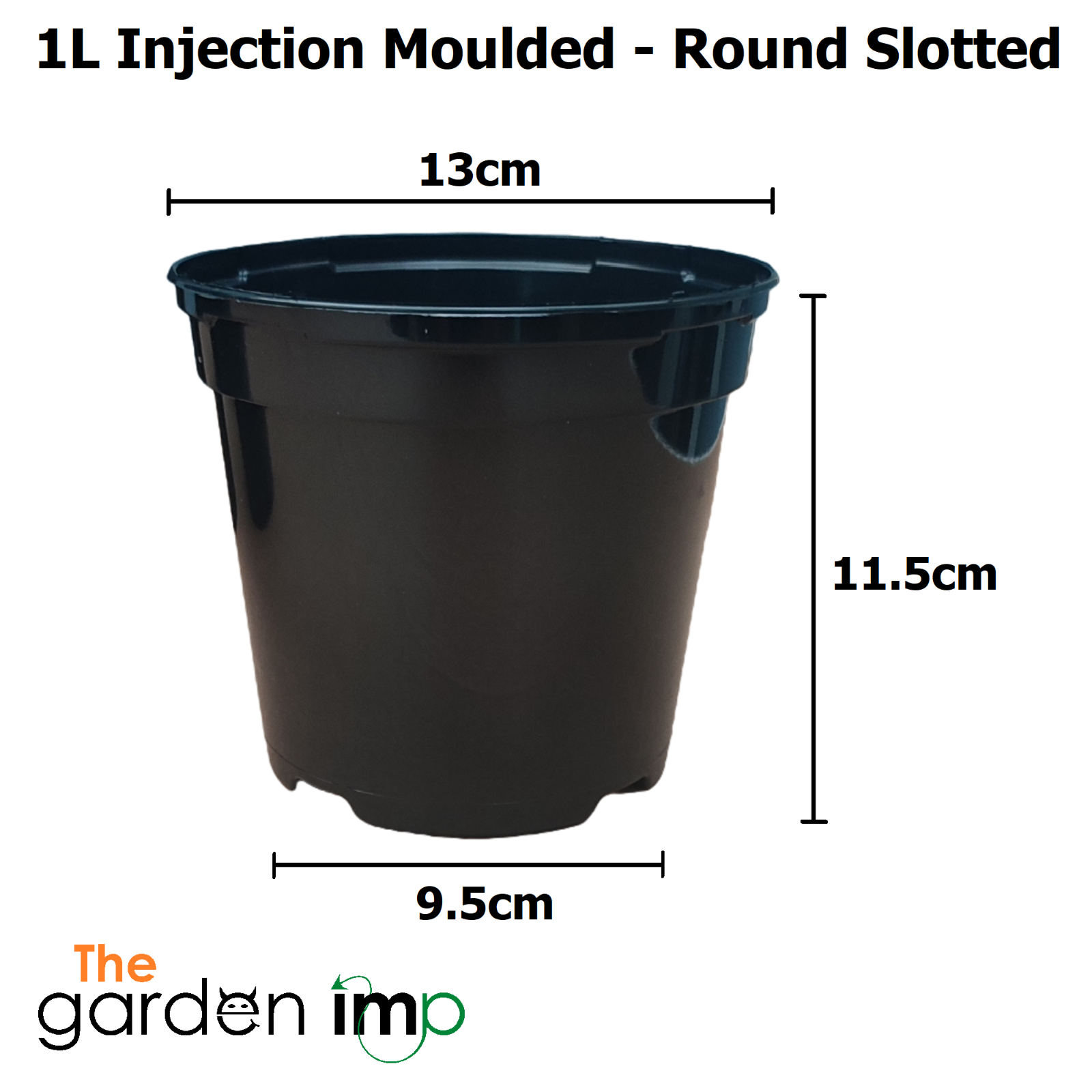 1 Litre Plant Pots Strong Duty Black Plastic 13cm Round Nursery Planter ...