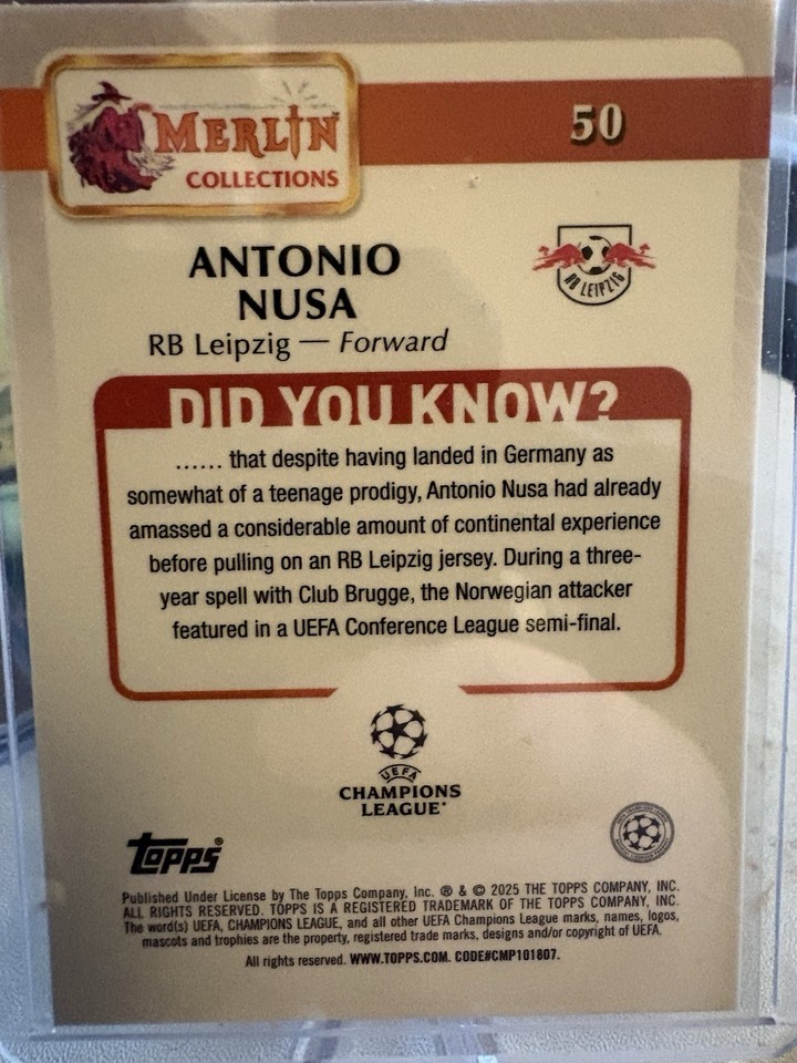 Topps Merlin UCC 24-25 Antonio Nusa Vintage Merlin Refractor | eBay UK