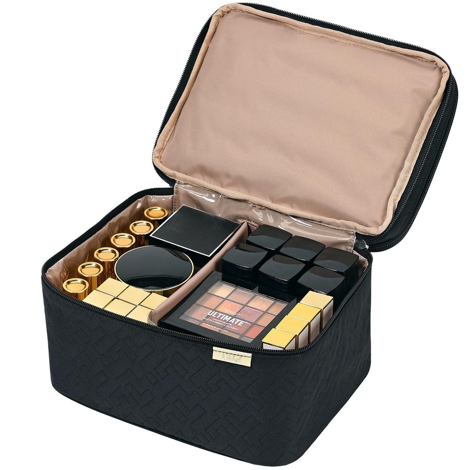 Large Double Layer Travel Makeup Bag , Cosmetic Case, Organizer for ...