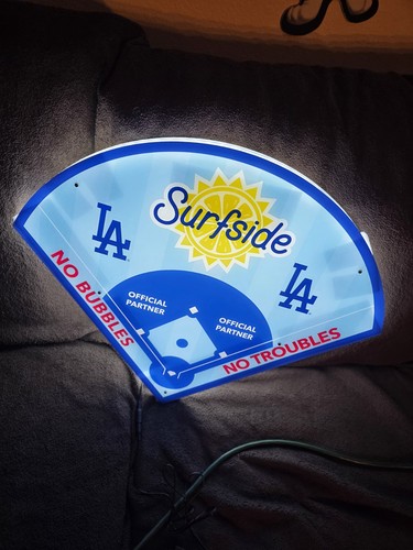 Rare Surfside LA Dodgers baseball led neon type Beer Light Sign field ...