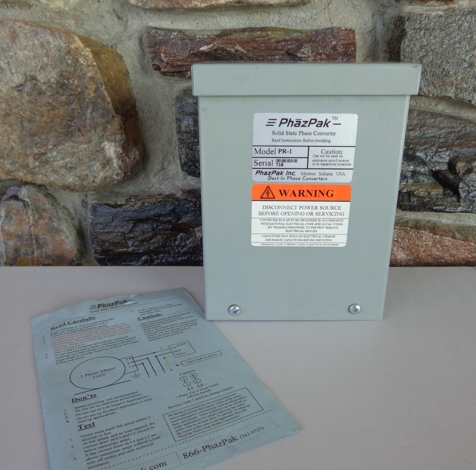 NOS PhazPak Converter Model PR-1 Heavy Duty Solid State Phase Converter ...