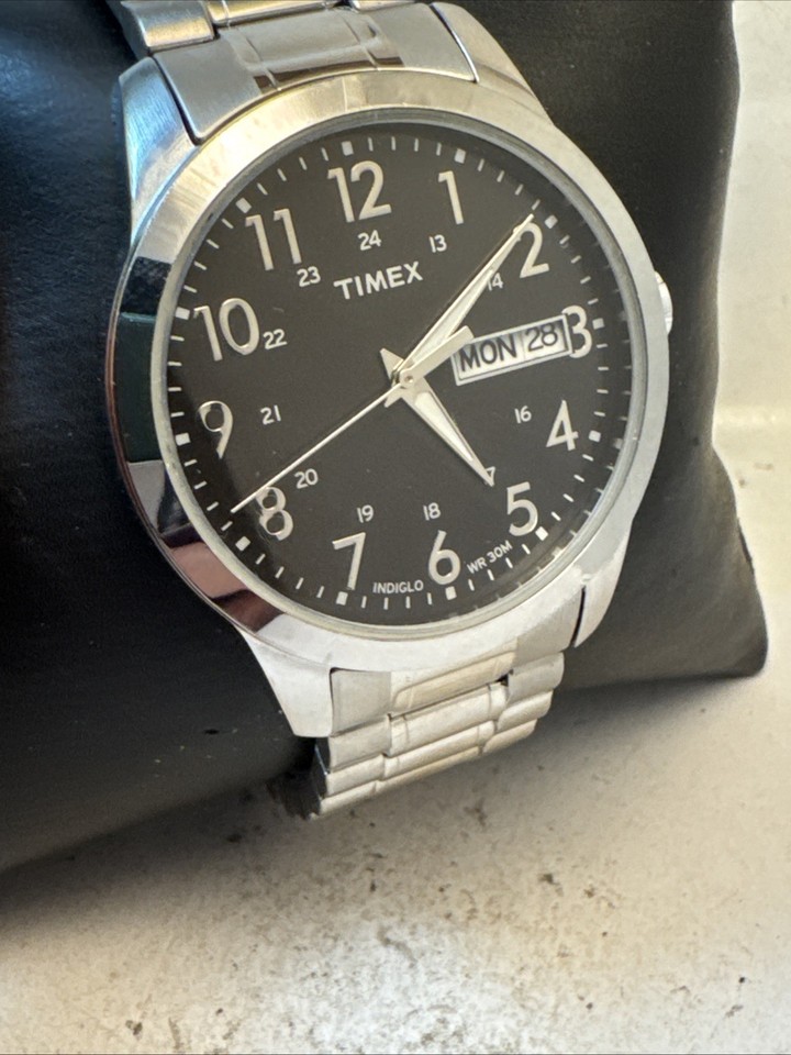 TIMEX Easy Reader Stainless Steel Expansion Men's Watch BLACK DIAL - T2M932 H8 | eBay
