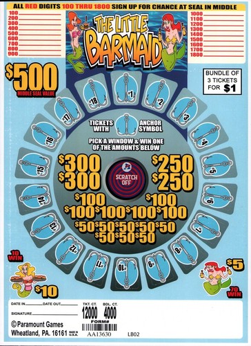 Pull Tab Tickets - Jar Tickets - Game - Pick Board - Holder - The Little Barmaid | eBay