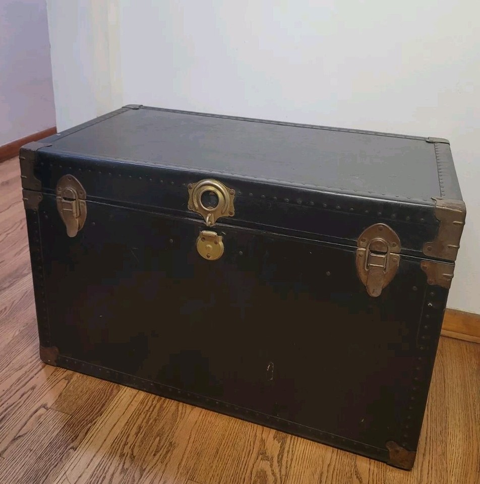 Vintage Steamer Trunk Industrial Coffee Side Table | eBay