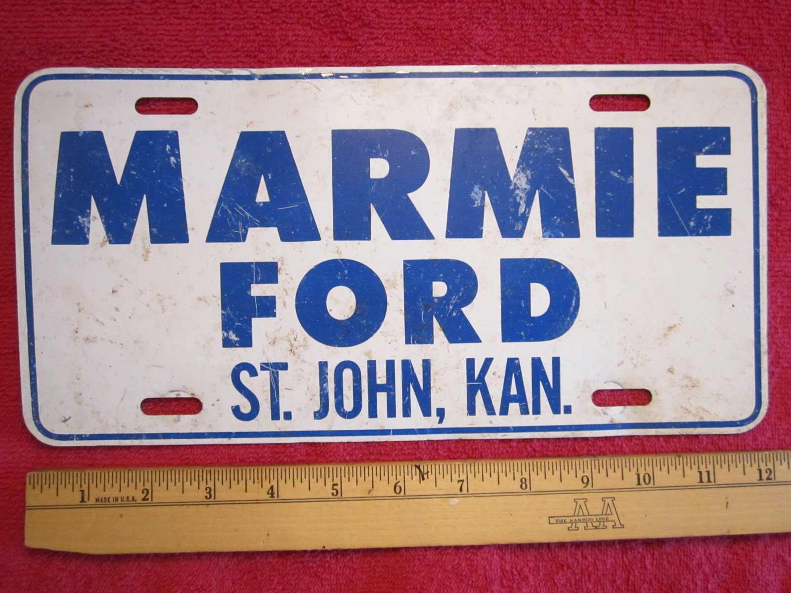 Vintage CAR TAG Vanity License Plate MARMIE FORD St. John, Kansas ...