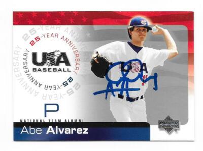 ABE ALVAREZ 2004 UPPER DECK USA BASEBALL AUTOGRAPHED SIGNED # 4 RED SOX ...