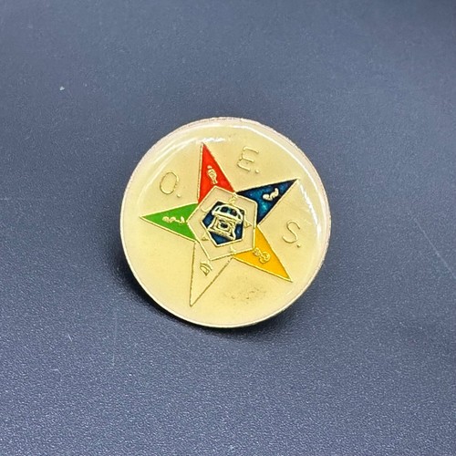Vintage Order of the Eastern Star Pin Brooch Enamel Metal Round Masonic ...