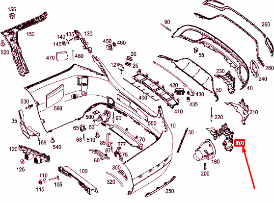 Mercedes-Benz a 2058855214 Bumper Trim Bezel Bracket Right Side for ...