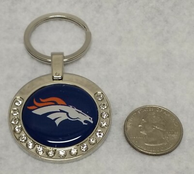 Denver Broncos NFL Licensed Premium Rhinestone Keychain with split ...