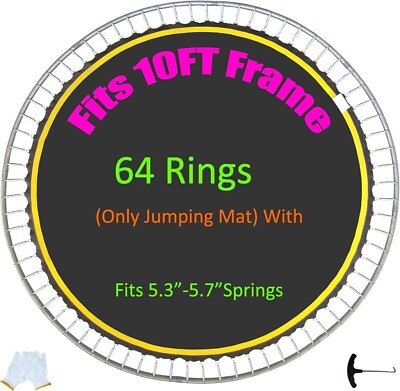 Trampoline Mat 10ft Frame 64 V-ring 8 Rows Stitching 103" Fits 5.3-5.7 ...