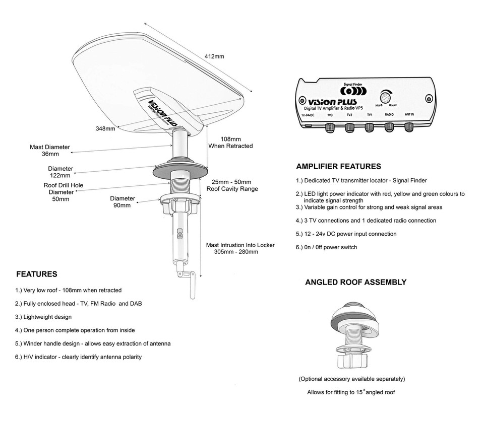 Vision Plus Status 570 Digital TV Aerial / Antenna - Caravan ...