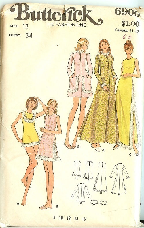 OOP Butterick Pattern Misses Nightgown Robes Pajamas Loungewear UPIC ...
