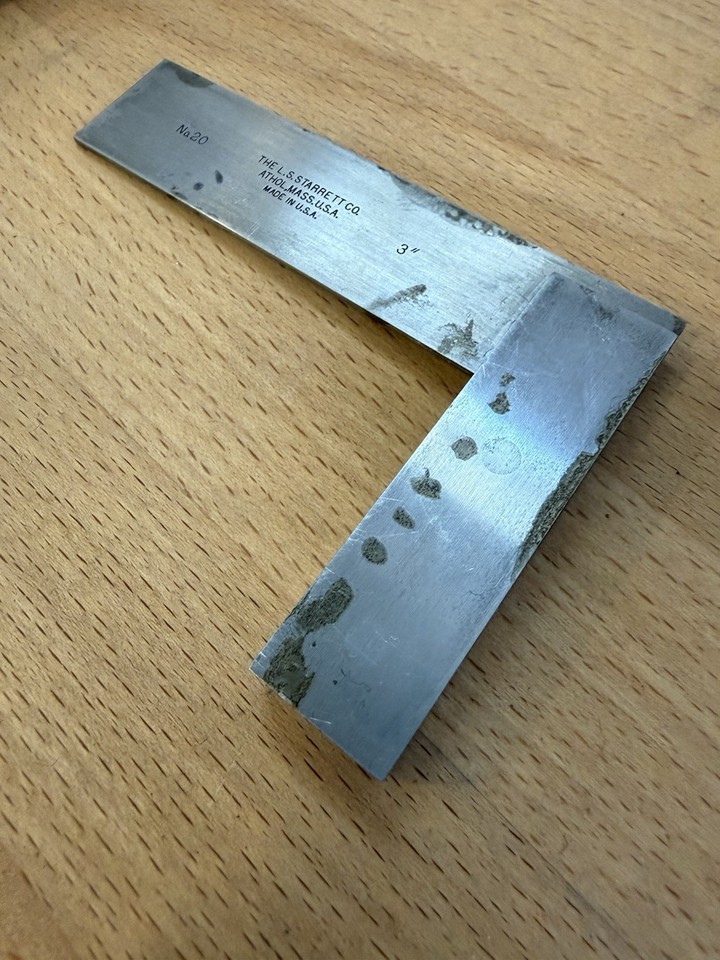 Vintage L.S Starrett No. 20 precision toolmakers 3" square with wood ...