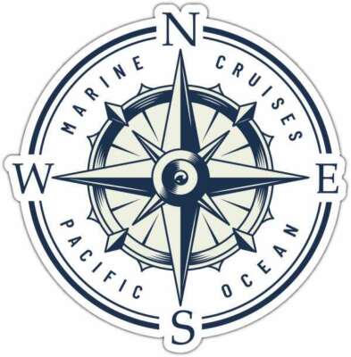 Nautical Compass Marine Cruises Pacific Car Bumper Window Sticker Decal ...
