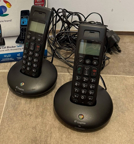 BT GRAPHITE TWIN DIGITAL CORDLESS TELEPHONE SET WORKING ORDER | eBay
