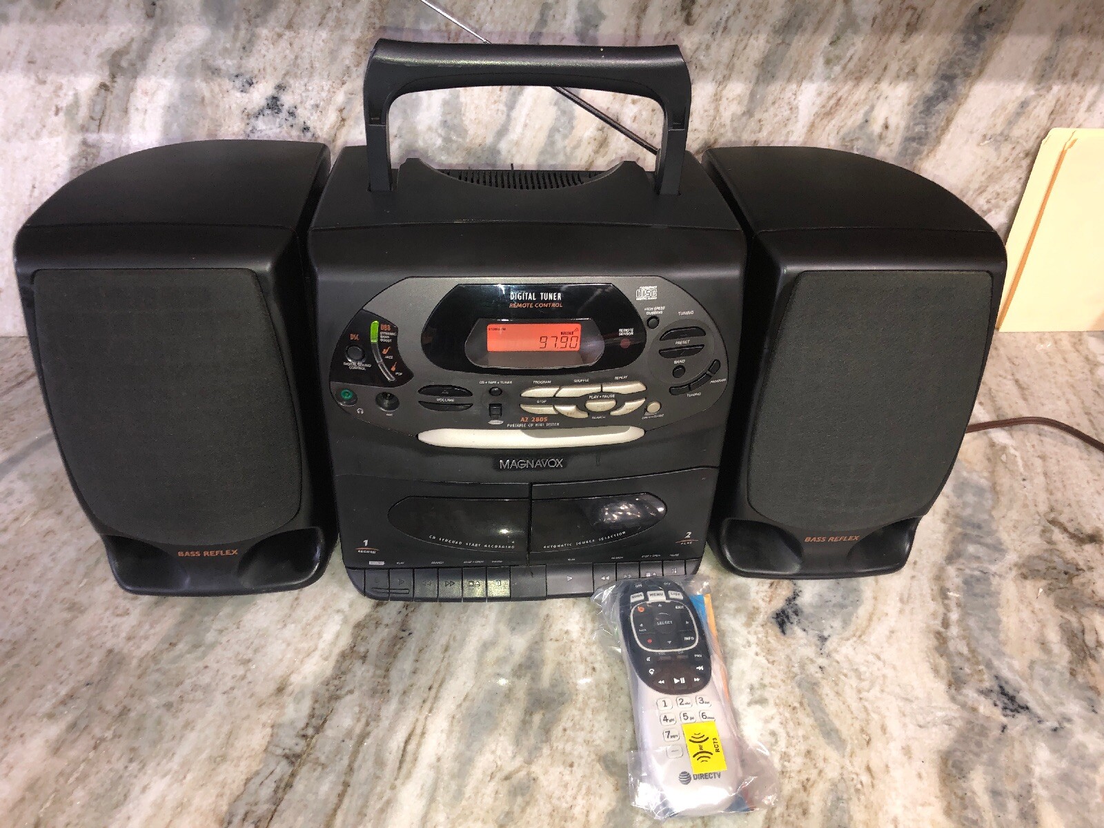 Magnavox AZ 2805 AM FM Boombox Stereo Dual Cassette BassReflex CD/Cass ...