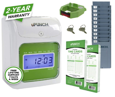 Office Time Clock Machine Auto Payroll Employee Card System Electronic ...