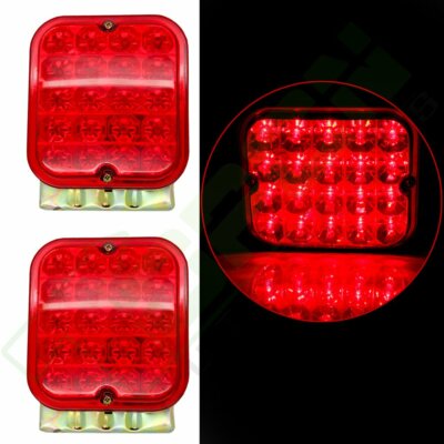 2X Red Square Brake Tail Light Kit Turn Signal Light 20 Leds Truck ...