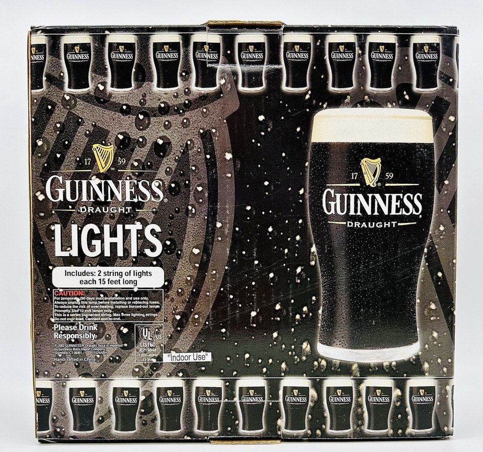 Guinness Beer Pint Glass String Lights Box of 24 Lights Brand New AC ...