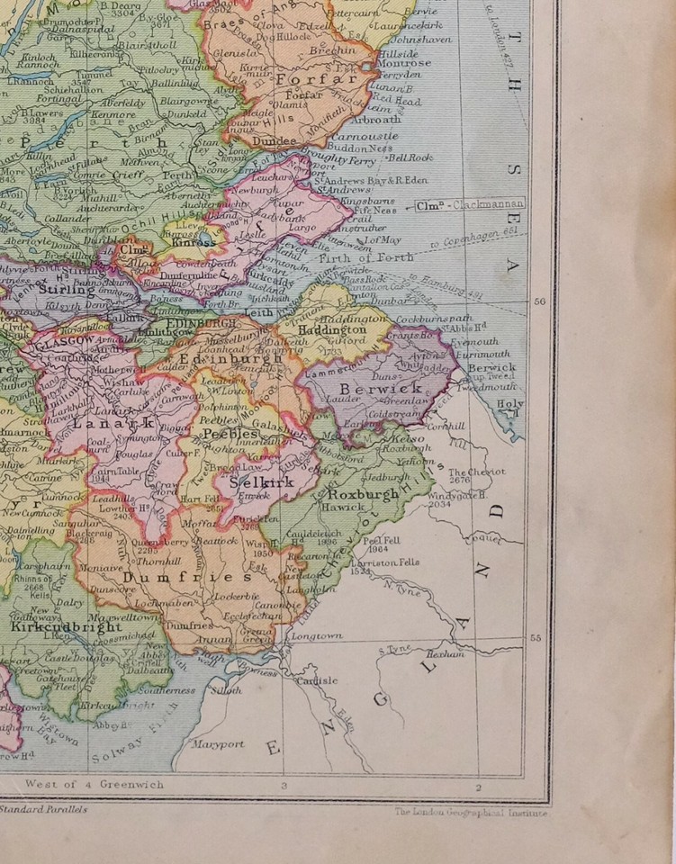 1934 MAP SCOTLAND PERTH SUTHERLAND ABERDEEN ARGYLL FORFAR EDINBURGH ...